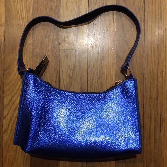 Bags | Bogo Metallic Blue Shoulder Bag | Poshmark
